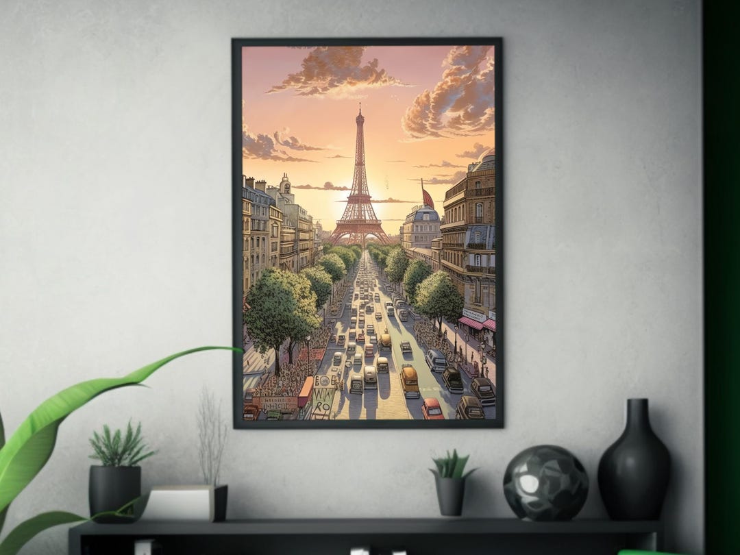 French Comic Art Eiffel Tower Poster Paris School Inspired Franco ...