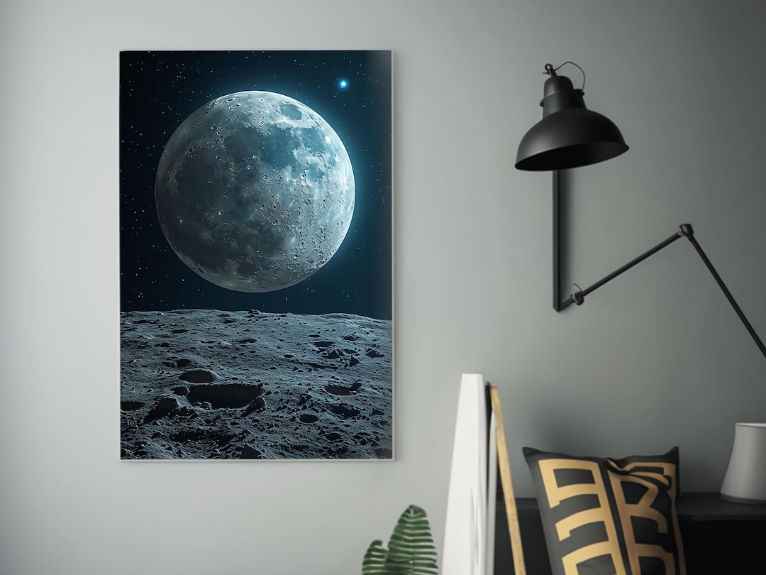 Moon Surface Matte Art Poster | Detailed Lunar Landscape | Space Art ...