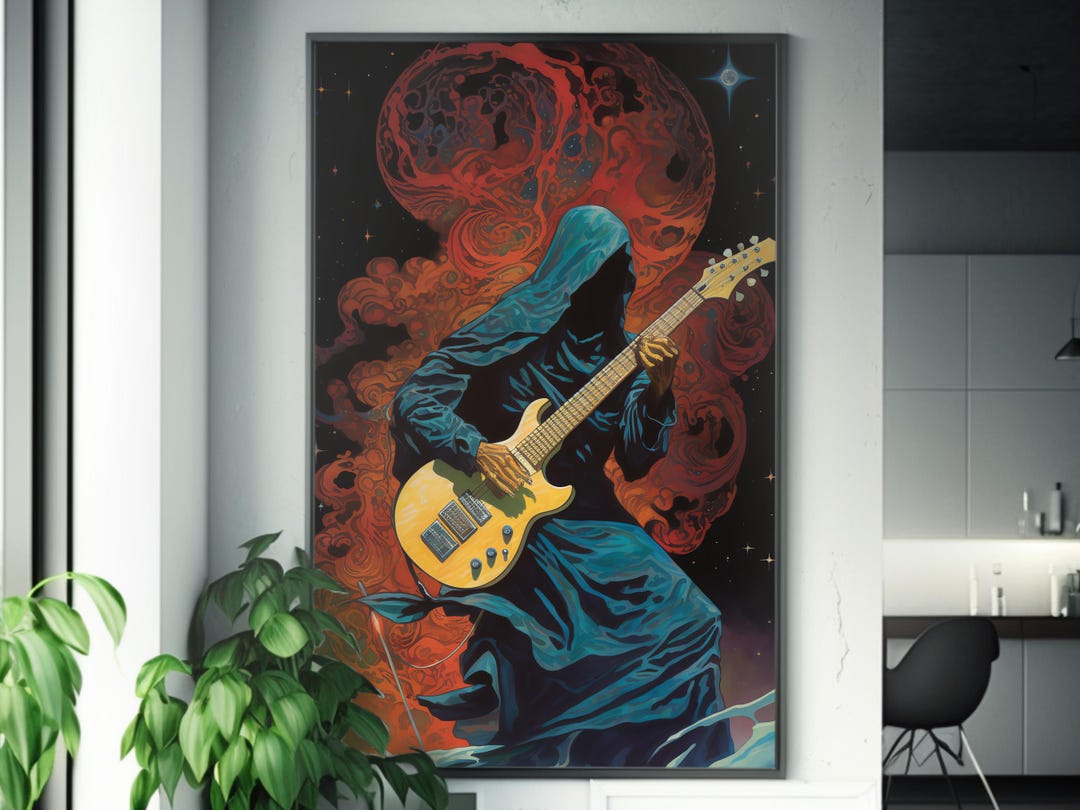 Alien Guitarist Poster | Inspired by Space Art | Heavy Metal Comic ...