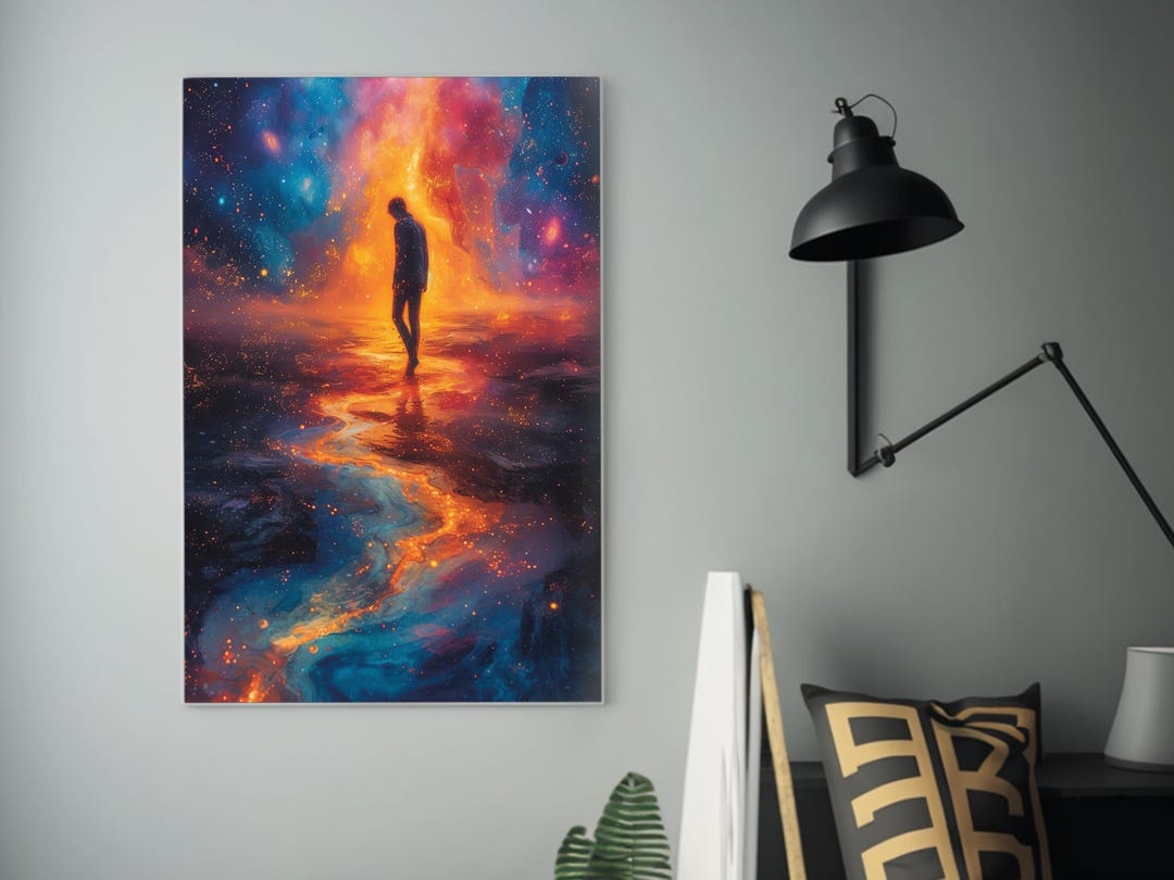 Fantasy Art Print Vibrant Digital Art Man in Water Scene Akashic ...