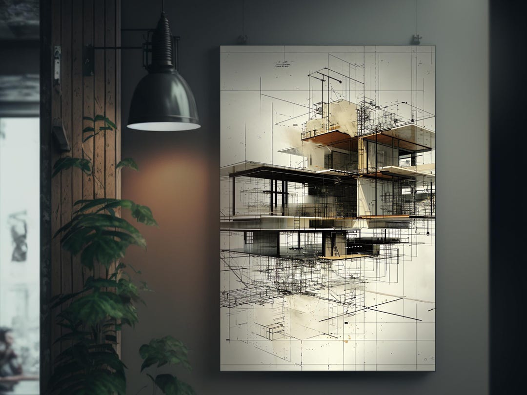 Architectural Illustration Poster Modular Constructivism Drawing ...