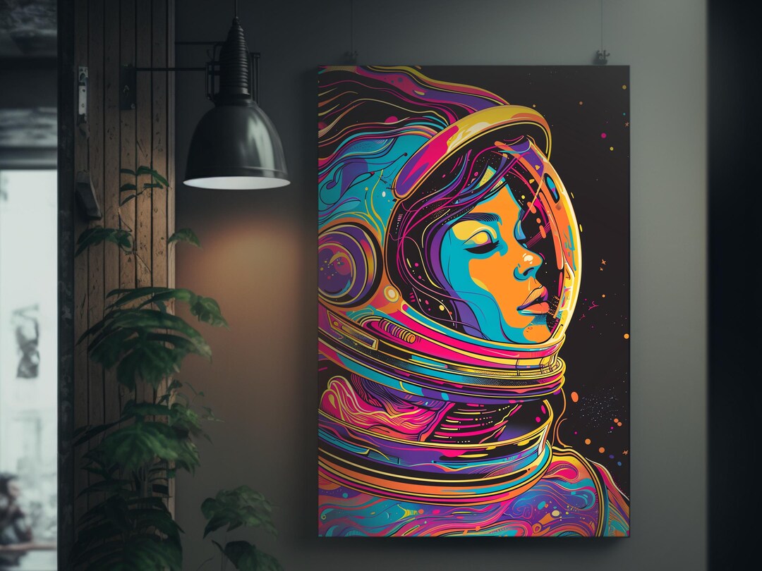 Astronaut Woman in Space Suit Cosmic LSD Art Galactic Decor Astronomy ...