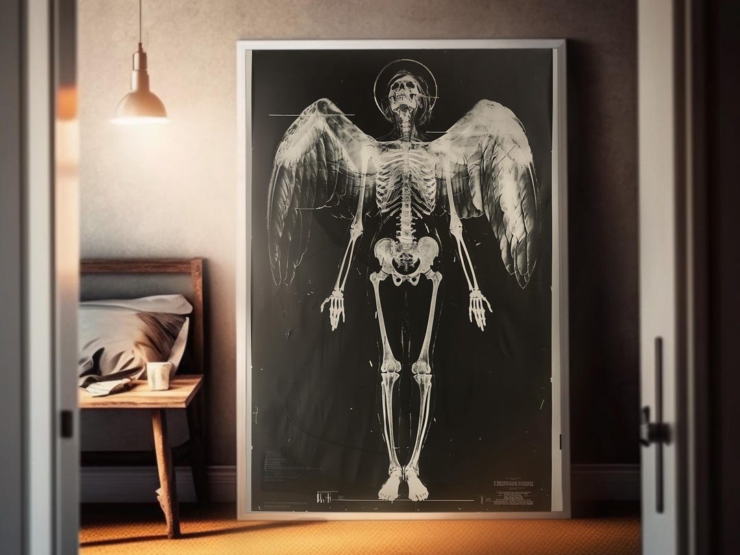 Gothic Angel Artwork Skeleton Wings X-ray Print Unique Holographic ...