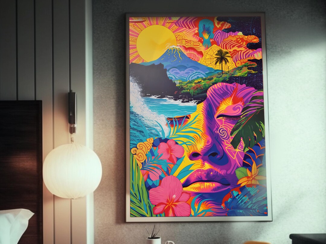 Psychedelic Pop Art | Vibrant Man Face Floral Painting | Bold Colors ...