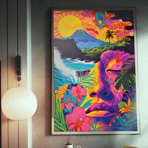 Psychedelic Pop Art | Vibrant Man Face Floral Painting | Bold Colors ...