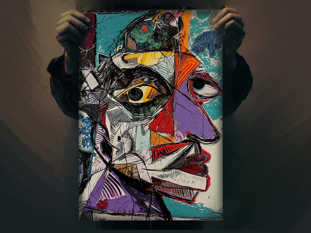 Detailed Neo-expressionist Portrait Art Poster - Expressive Faces ...