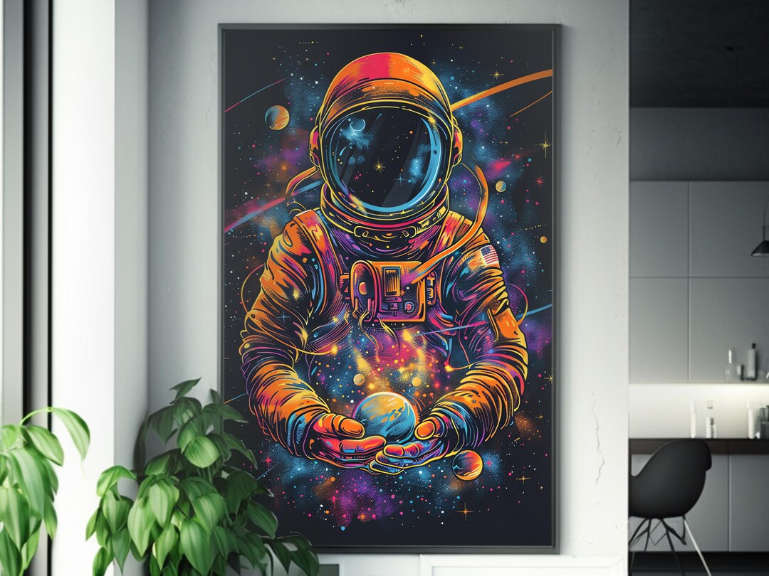 Astronaut Floating in Space Poster Digital Art Glowing Object Detailed ...