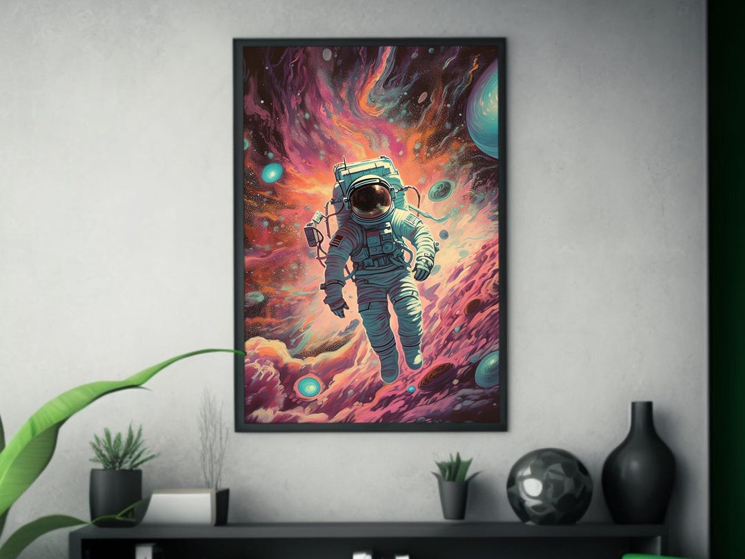 Astronaut in Outer Space Cosmic LSD Art Floating Astronaut Backdrop ...