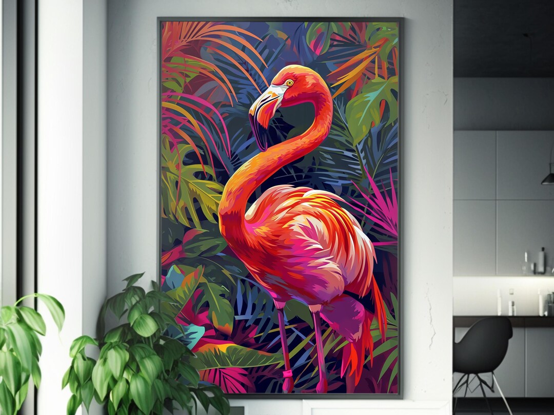 Tropical Flamingo Art | Fauvism Poster | Vibrant Illustration ...