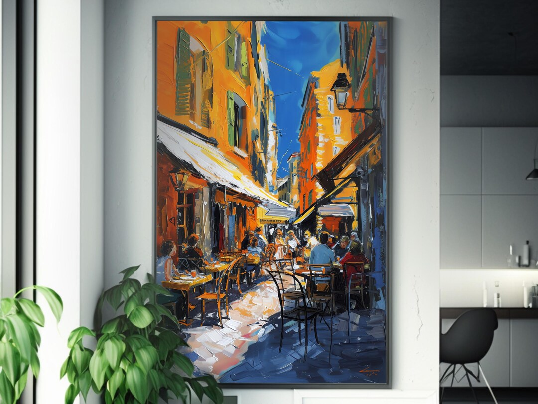 American Scene Art Oil Painting of Sidewalk Cafe Award-winning Artist ...