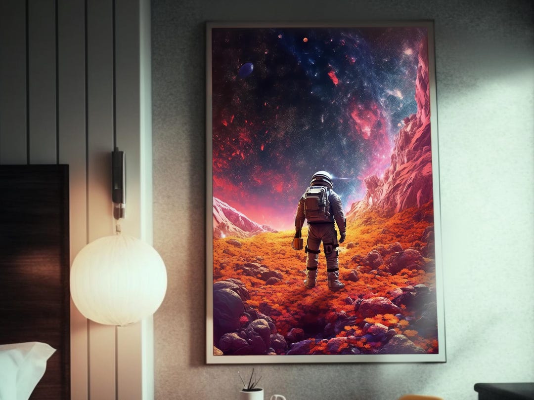 Space Suit Astronaut on Rocky Surface Poster | Concept Art Print ...