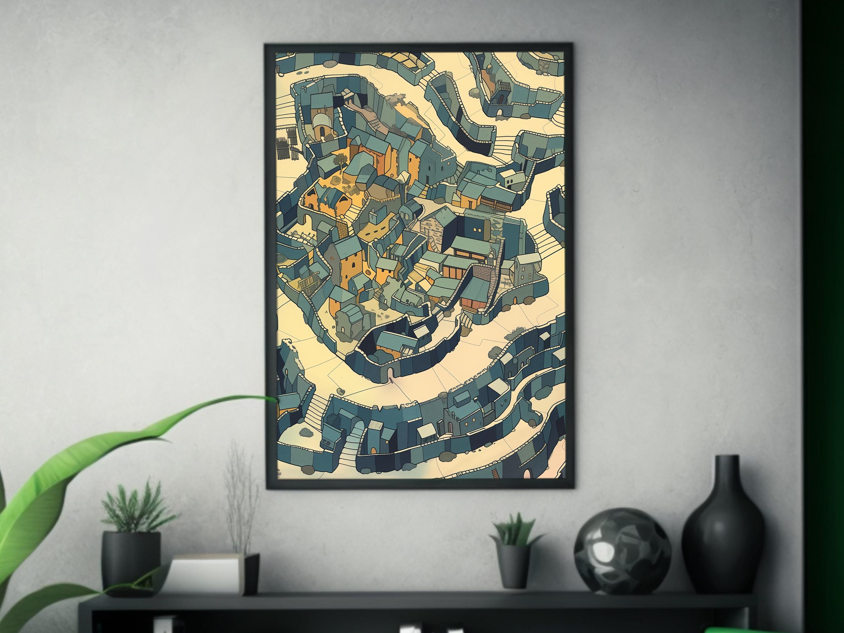 Isometric City Map Poster MC Escher-inspired Generative Art Unreal ...