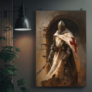Medieval Knight Poster Sword Art Templar Crusader Wall Decor Teutonic ...