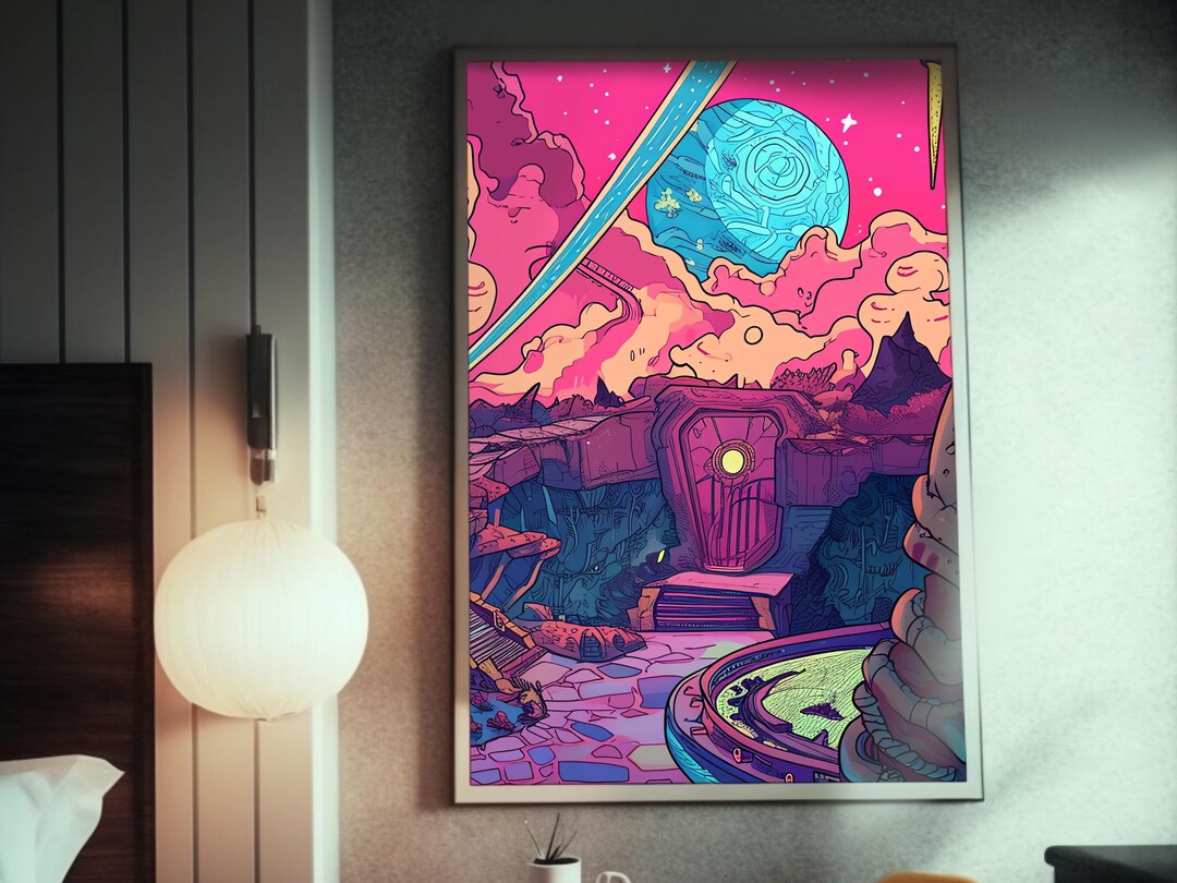 Space Station Sky Poster Sci-fi Art Cosmic Shrine Mythical Space Cavern ...