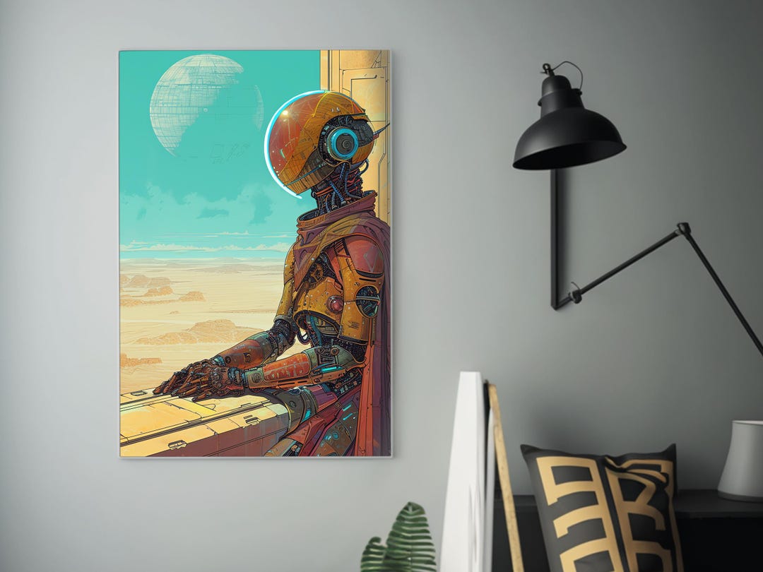 Cyberpunk Robot Ledge Retro Futurism Art Print Sci-fi Cgsociety ...