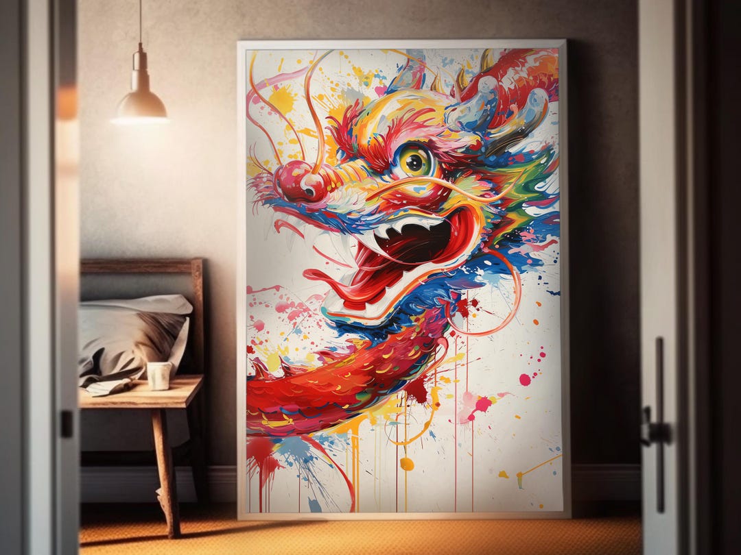 Colorful Dragon Art Poster | Oil Painting | Energetic Brush Strokes ...