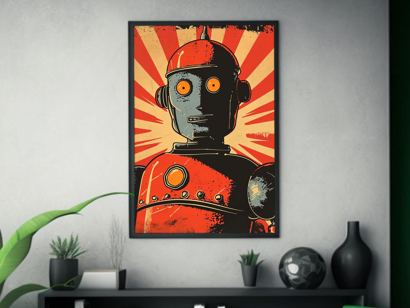 Robot Future Poster Art | Sunburst Background | Automatist Revolution ...