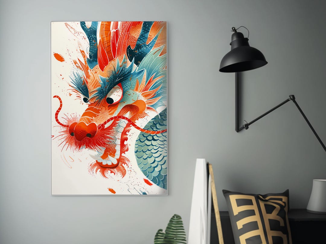 Cloisonnism Dragon Poster Airbrush Art Oriental Dragon Design Smooth ...