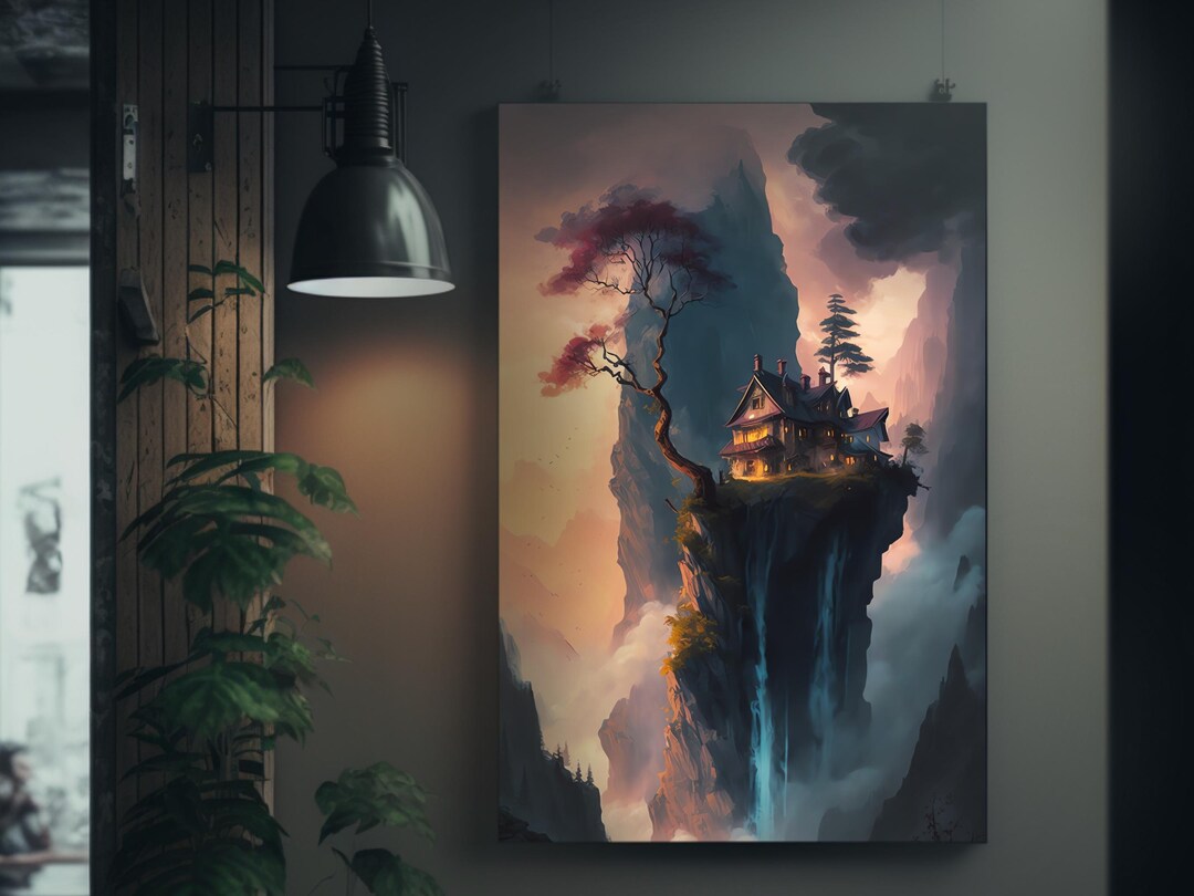 Fantasy Abode on Peak Poster | Detailed Matte Painting | Scenic ...