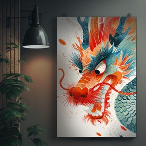 Cloisonnism Dragon Poster Airbrush Art Oriental Dragon Design Smooth ...