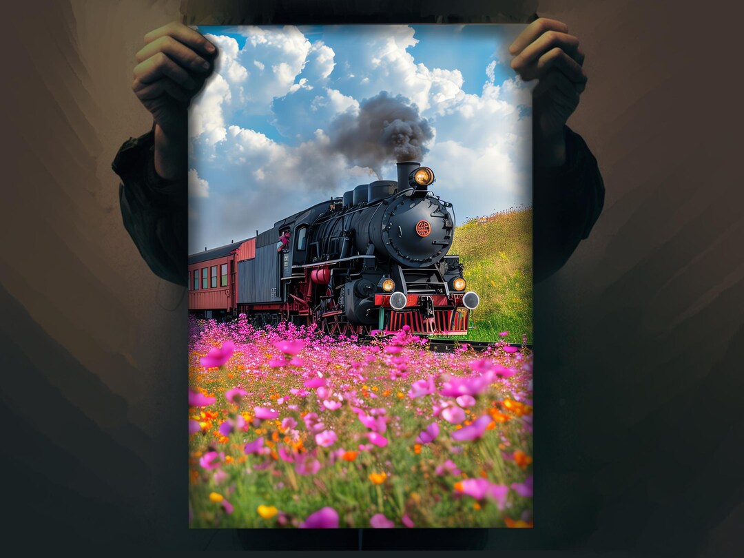 Colorized Steam Train Poster | Vintage Railroad Print | Field of ...