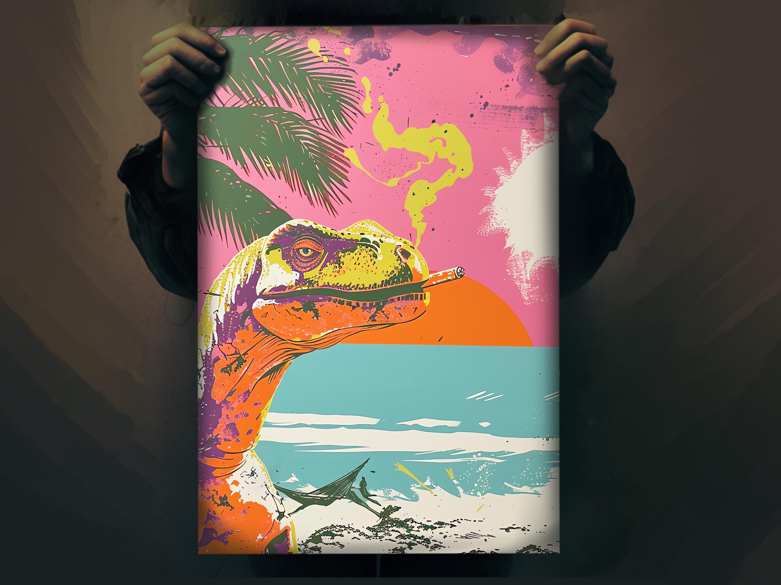Jurassic Era | Dinosaur Beach Art | Neo-primitivism Style | Wallpaper ...