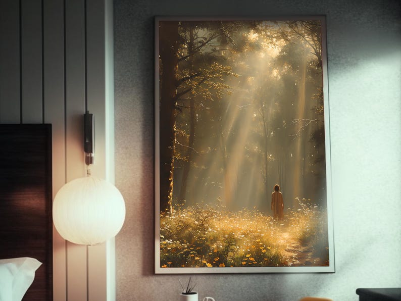 Field of Flowers Godrays Artwork Digital Painting Poster Naturalism Art ...