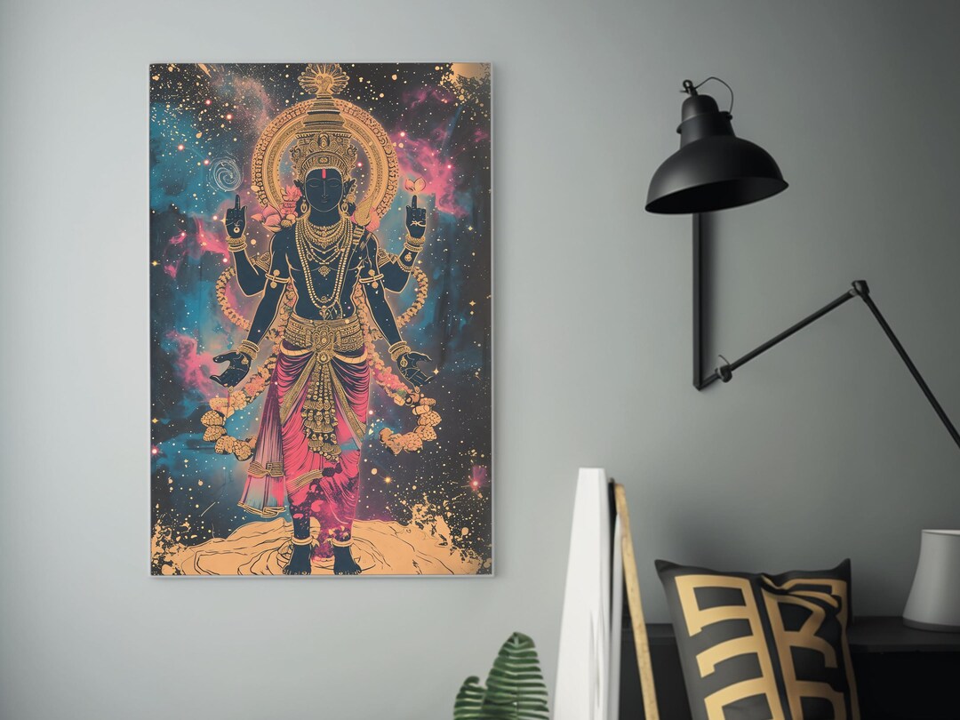 Hindu God Artwork Space Art Vishnu Deity Painting Behance Contest ...