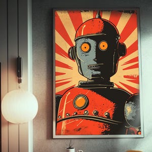 Robot Future Poster Art | Sunburst Background | Automatist Revolution ...