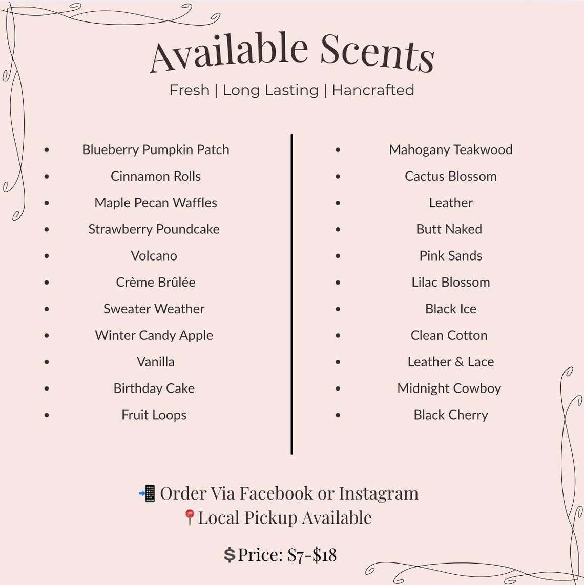 Editable Freshie List/ Scent List Canva Template | Small Business Sign ...