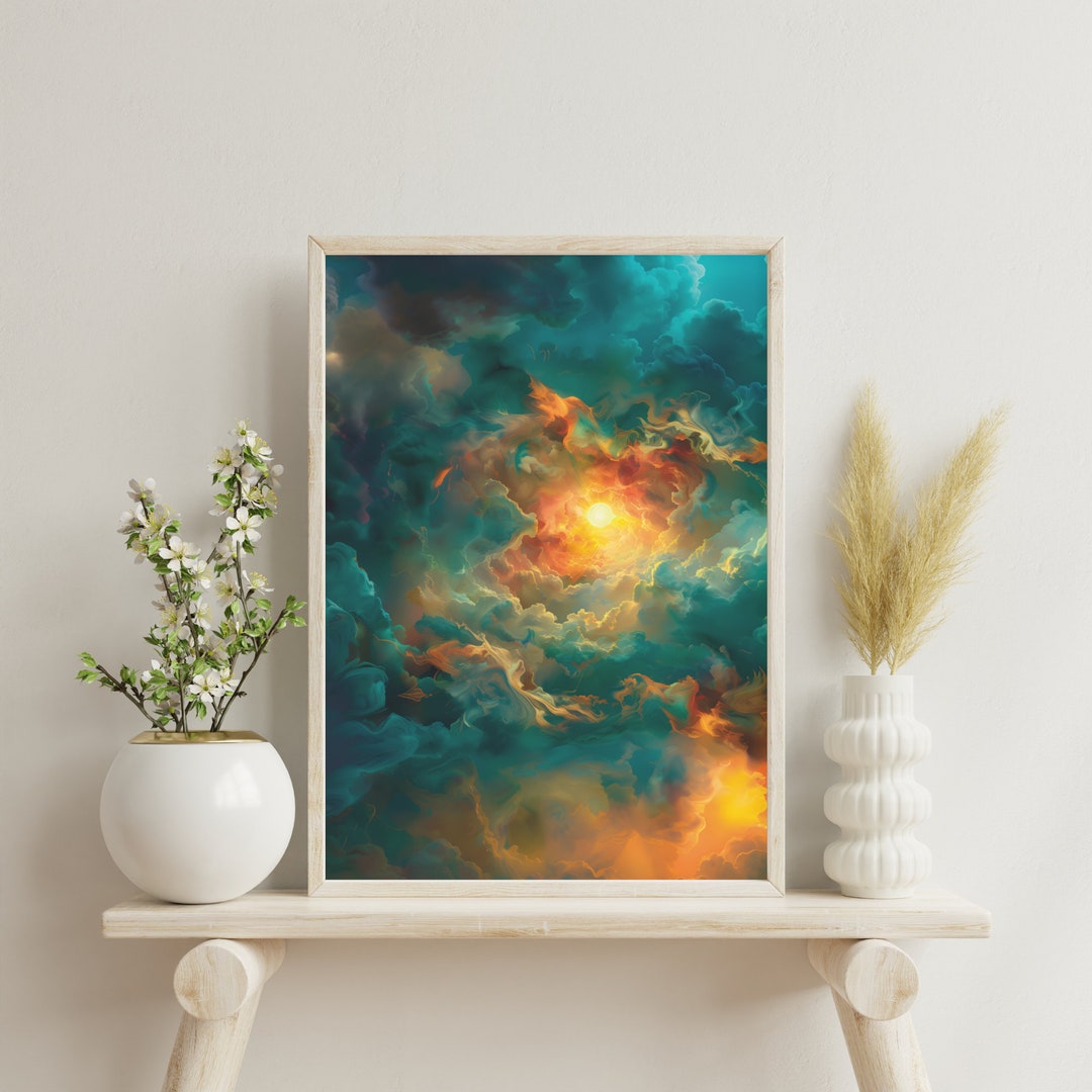Sun With Clouds / Realistic / Digital Art Printing / Wall Art / AI ...