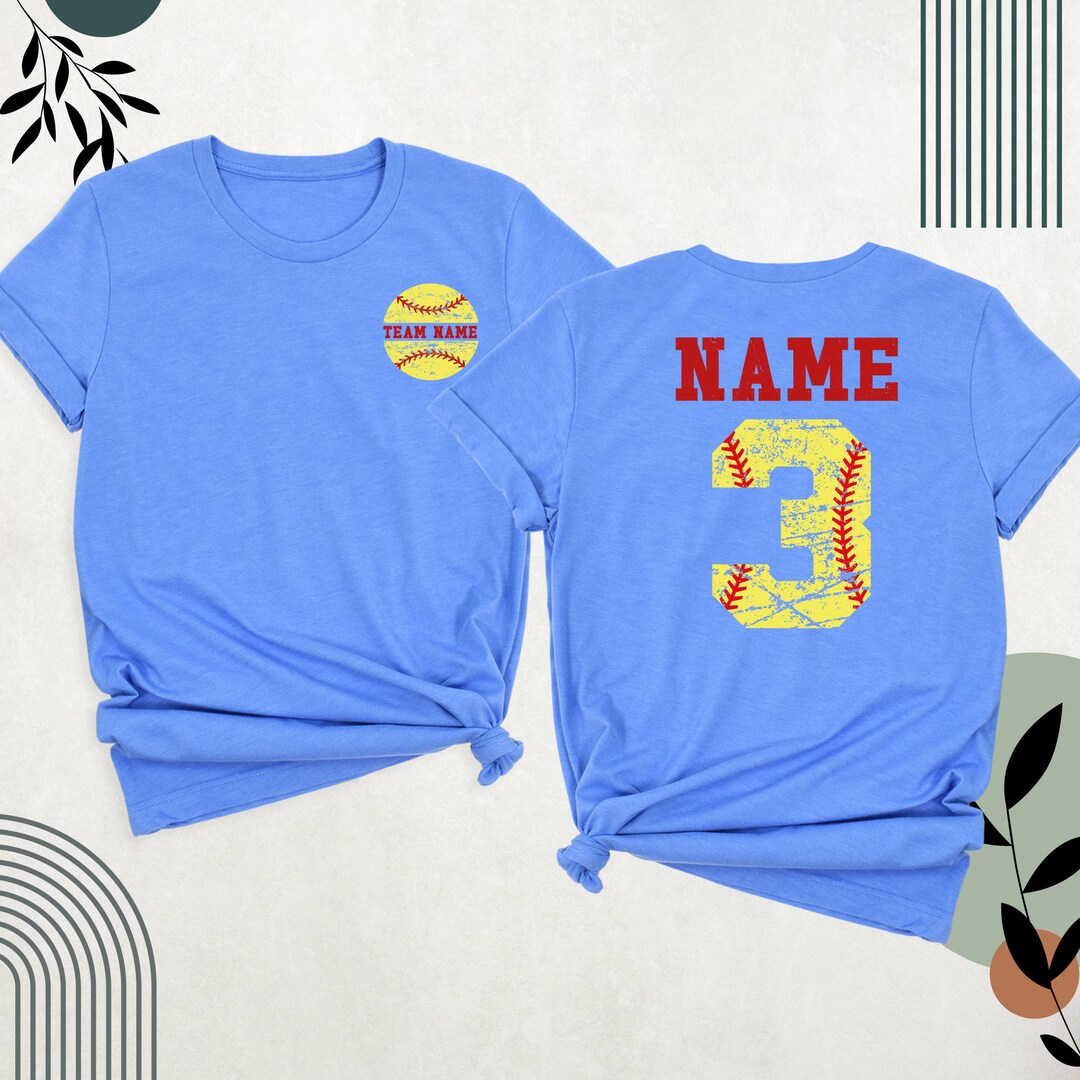 Custom Softball Number and Name Shirt, Pocket Softball Team Shirts ...