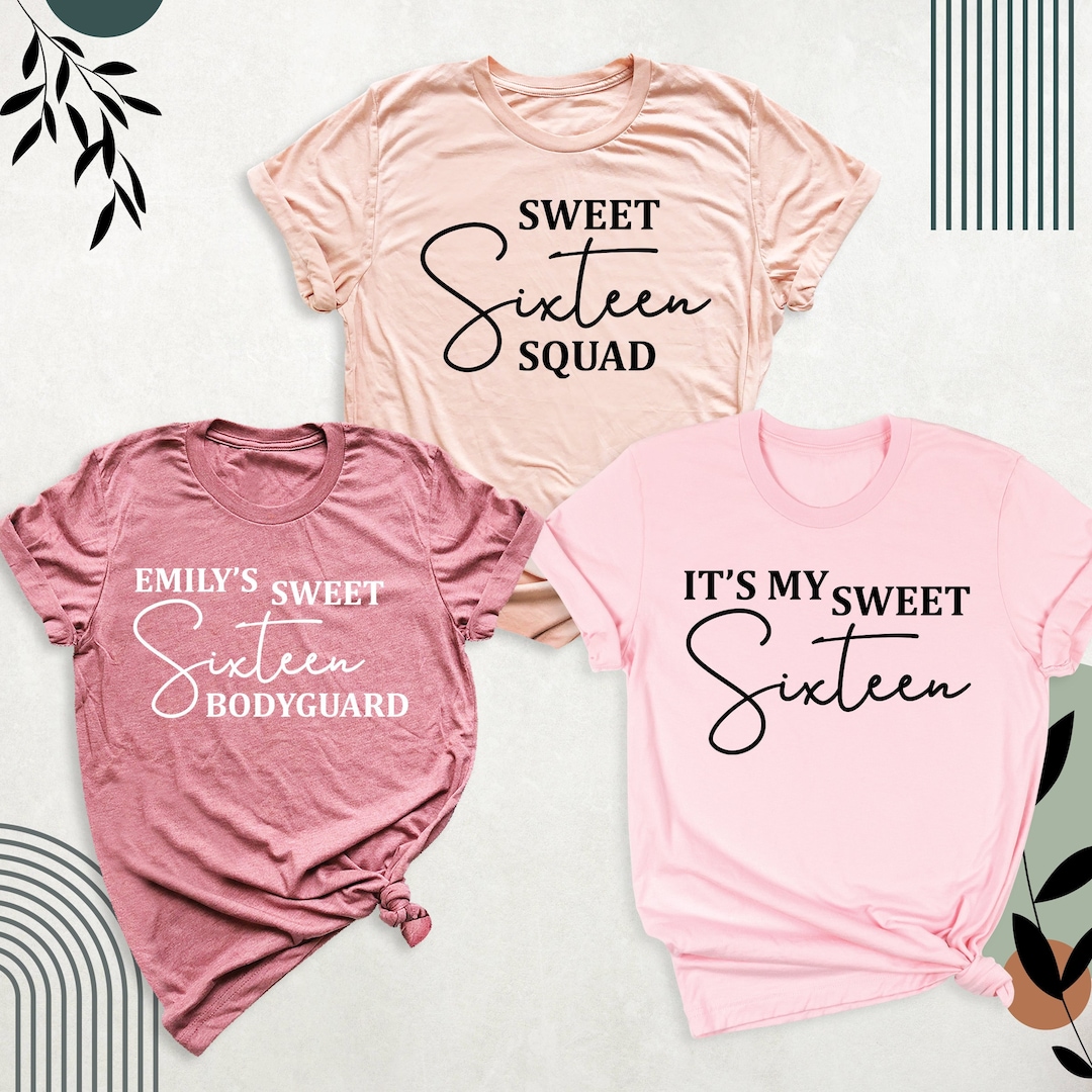 Sixteen Birthday Shirt, Custom Name Birthday Squad Shirts, 16th ...