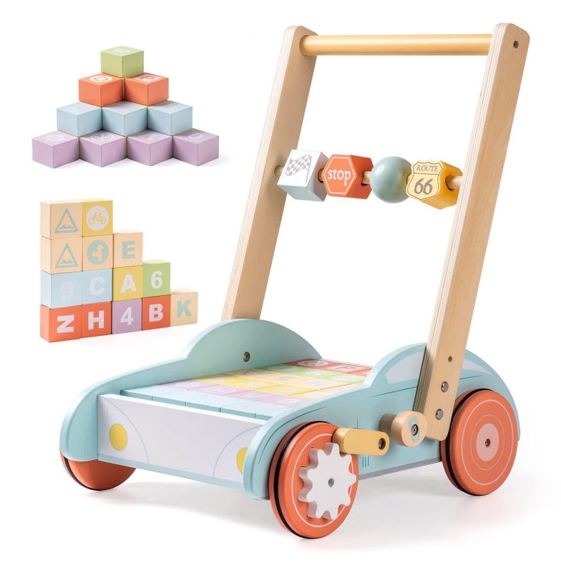 Montessori Wooden Baby Walker: ABC Car Push Toy - Etsy