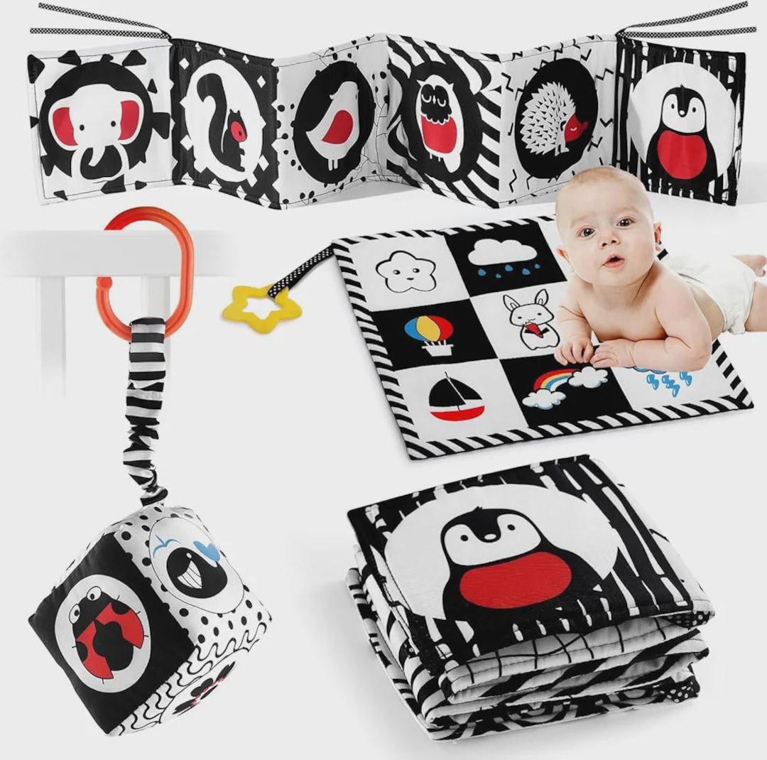 3 PCS | High Contrast Baby Book, Sensory Soft Book, Montessori Toys | 0 ...