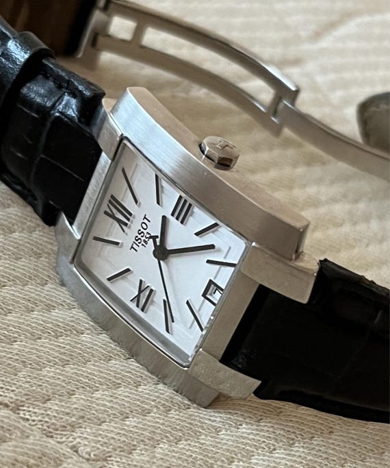 Vintage Tissot T-Trend Square Black Tank Mens Watch L… - Gem