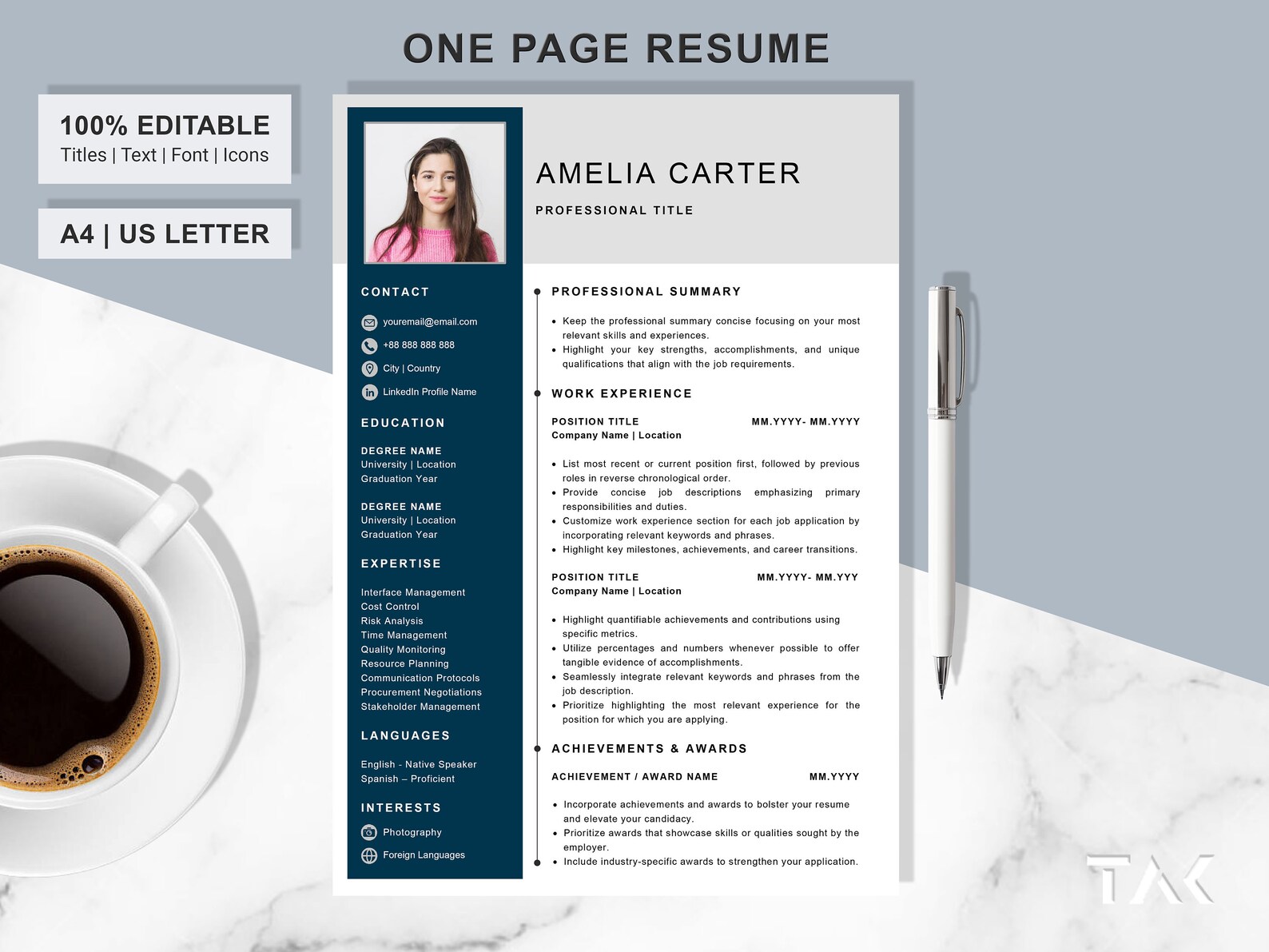 Resume Template for Google Docs and Microsoft Word Professional Resume ...