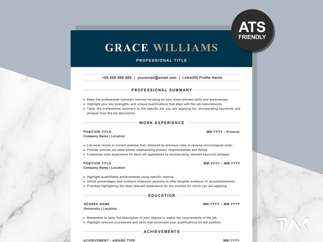 ATS Friendly Resume Template for Google Docs and Microsoft Word ...