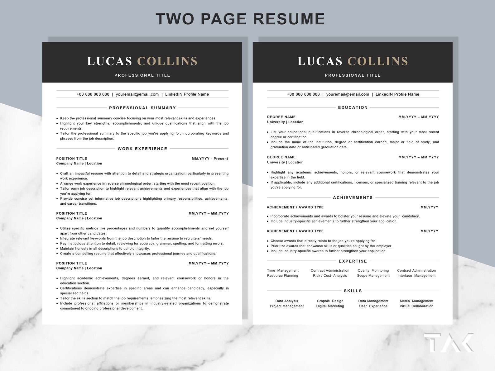 ATS Friendly Resume Template for Google Docs and Microsoft Word ...