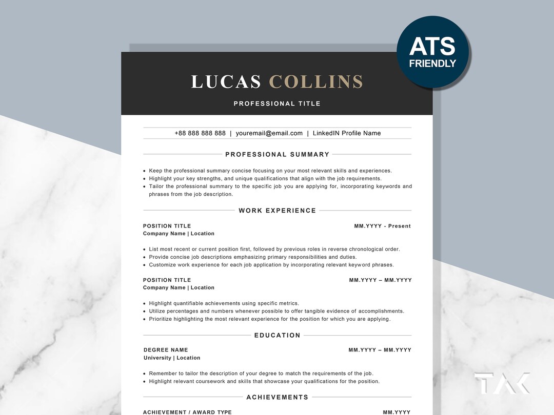 ATS Friendly Resume Template for Google Docs and Microsoft Word ...