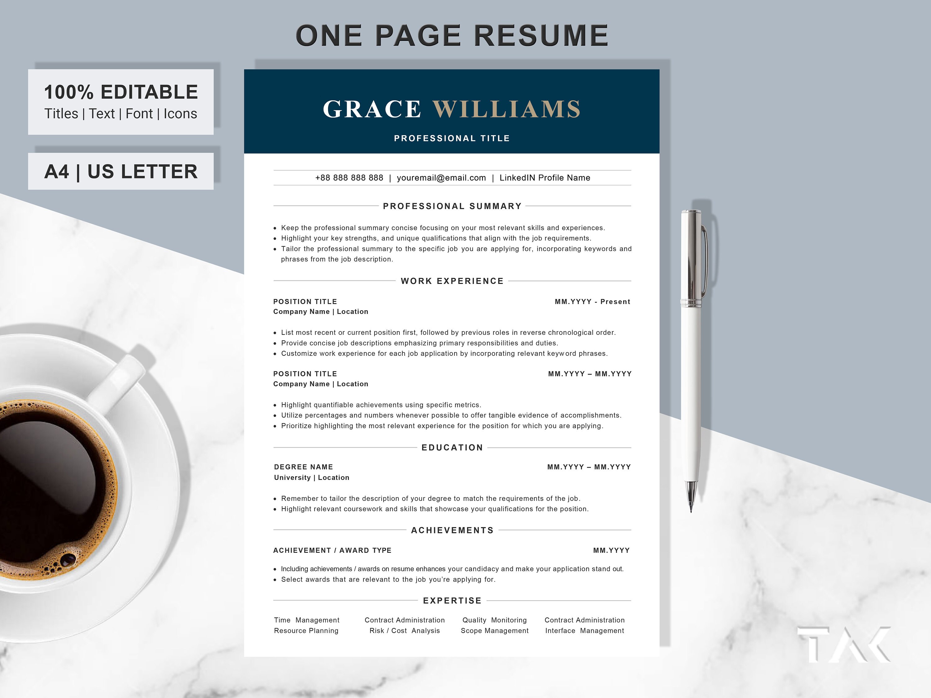 ATS Friendly Resume Template for Google Docs and Microsoft Word ...