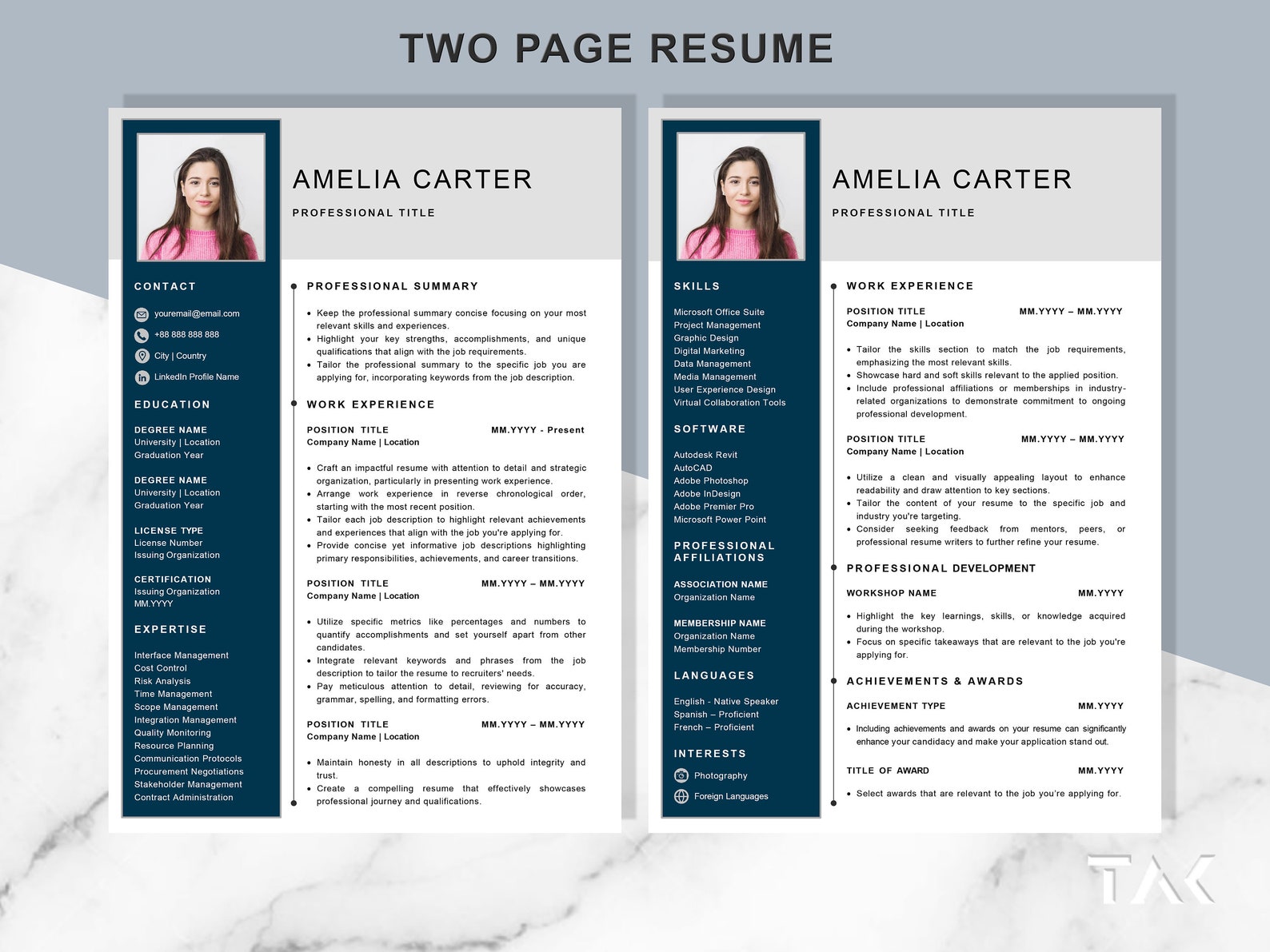 Resume Template for Google Docs and Microsoft Word Professional Resume ...