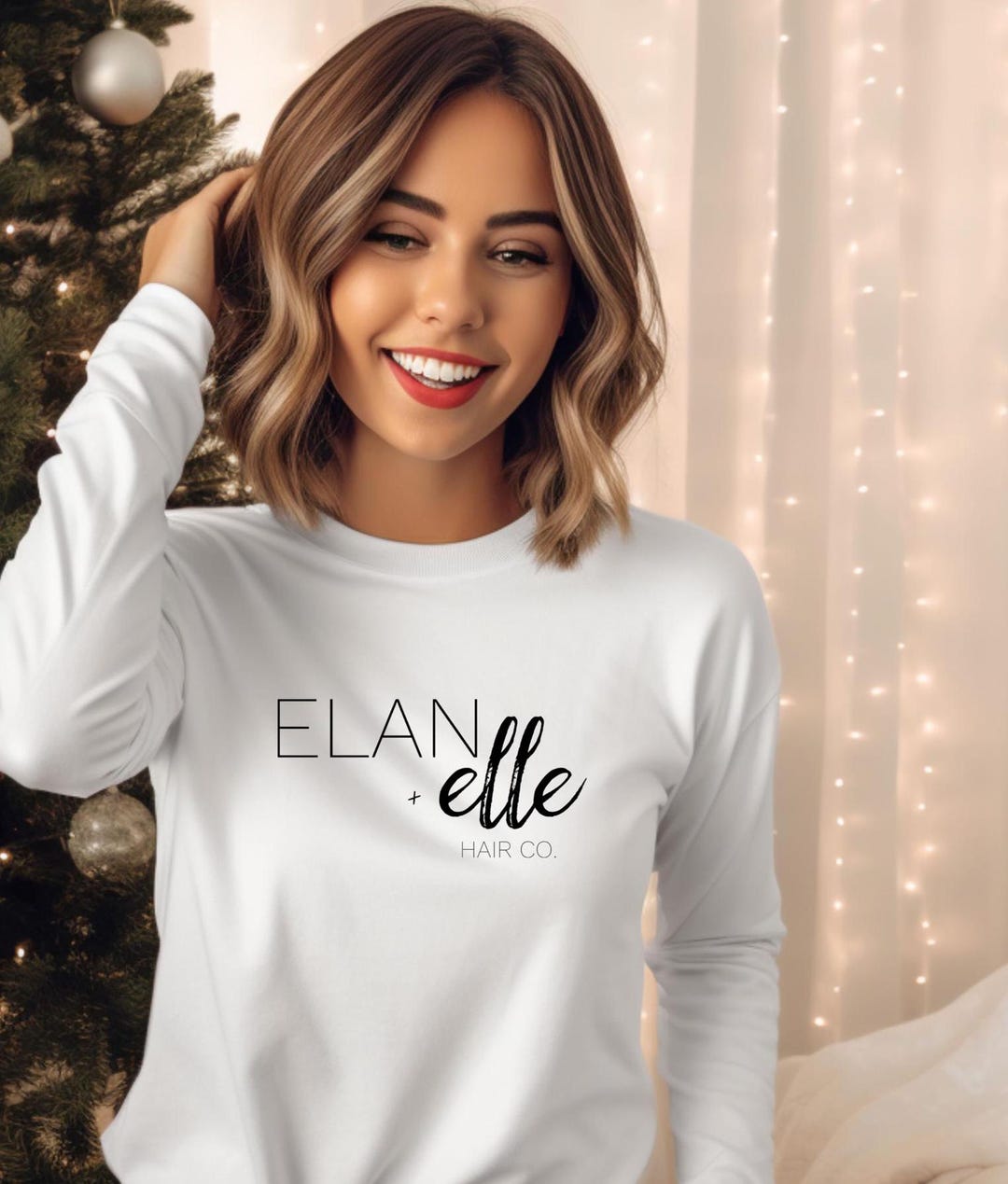 ELAN + Elle Logo Tee, Logo Shirt, Unisex Long Sleeve Tee, Hair Salon Merch, Trendy Salon Apparel ...