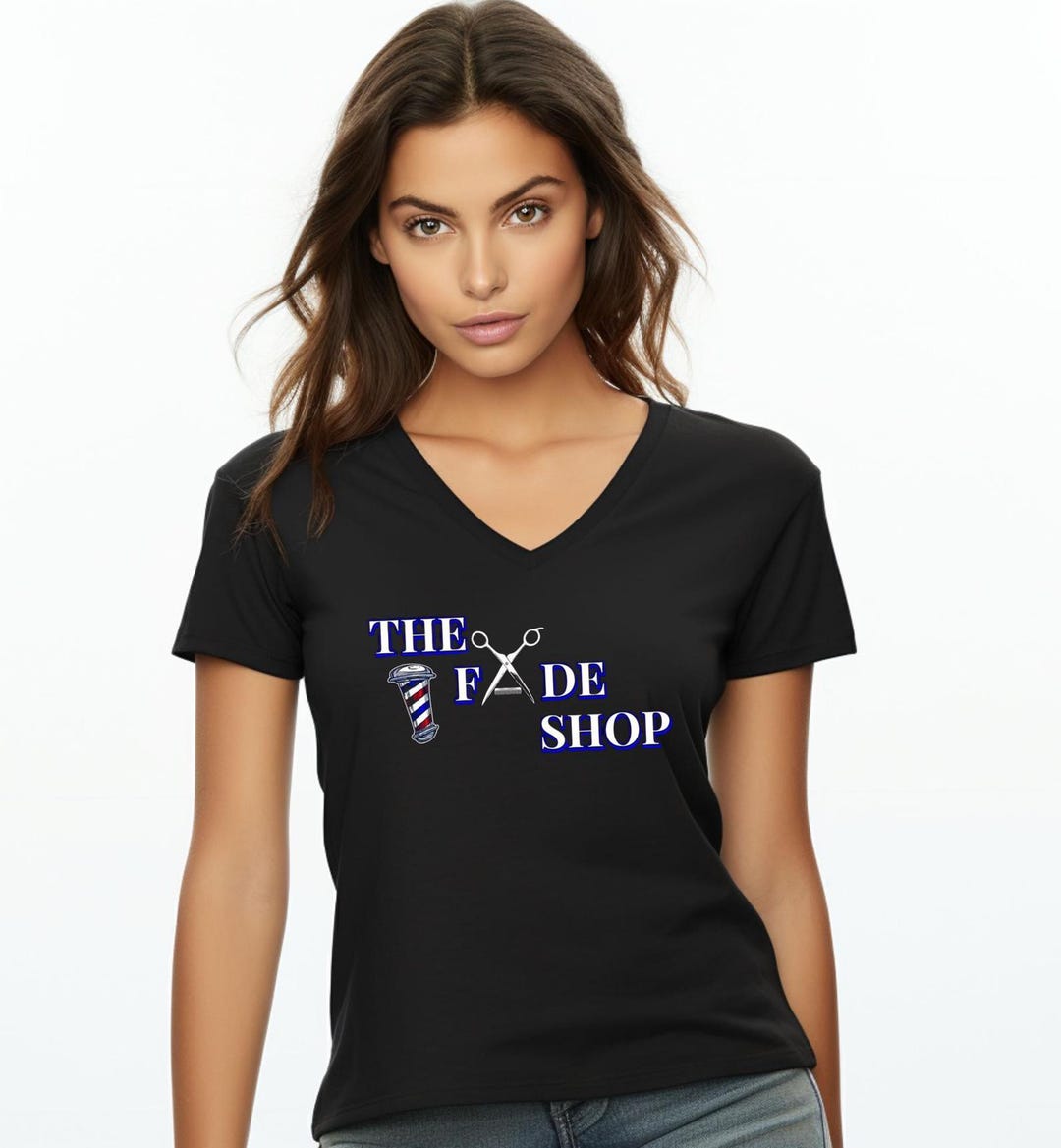 Fade Shop V-neck Tee, Hair Salon Logo Apparel, Support Business Shirt ...