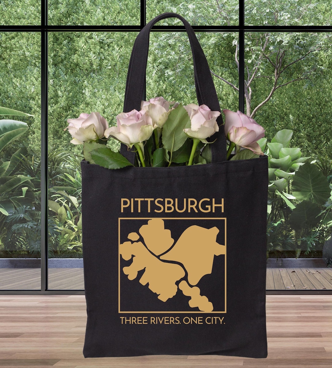 Pittsburgh Three Rivers Map Canvas Tote Bag - Etsy