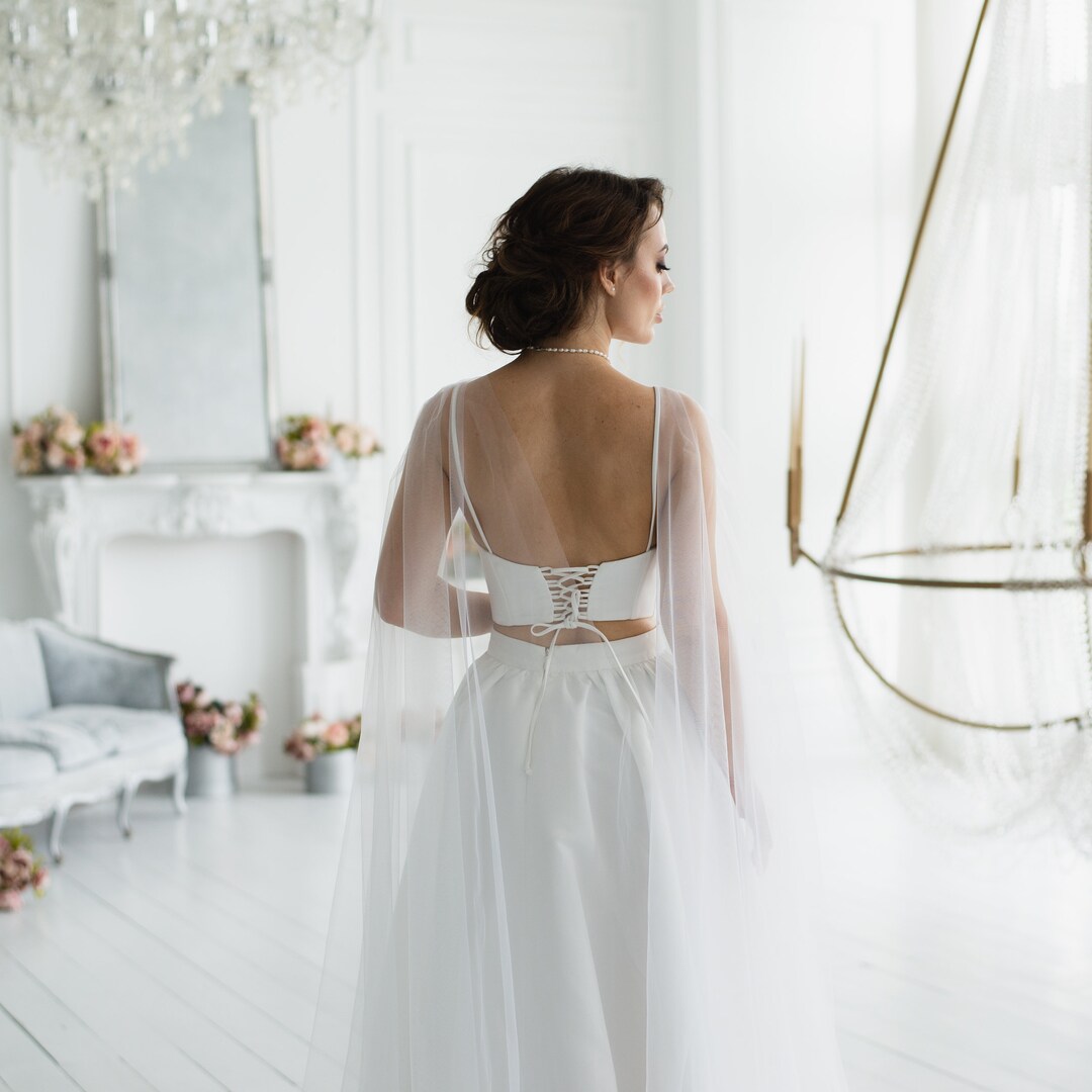 Tulle Wings for Wedding Dress, Wedding Cape Veil, Wedding Shoulder Veil ...