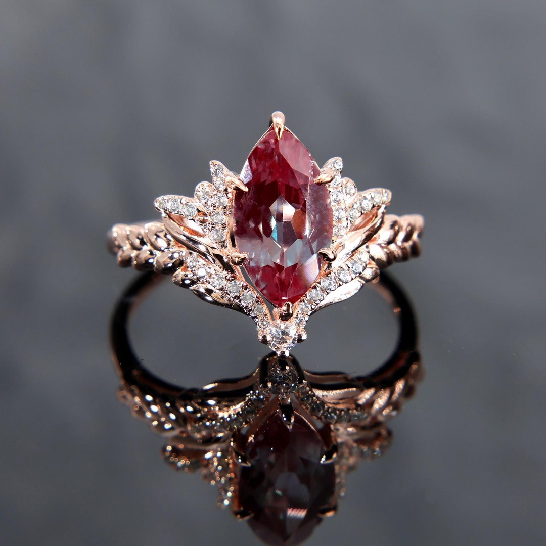 14K Marquise Alexandrite Ring, Engagement Ring, Art Deco Anniversary ...