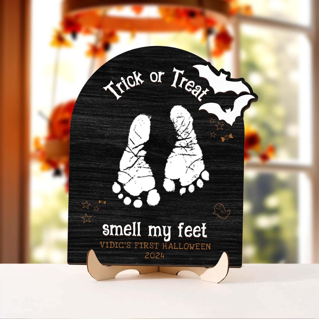Halloween Footprint or Handprint Sign, Personalized Footprint Child ...