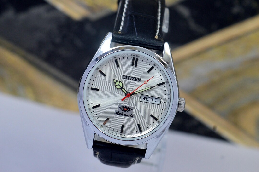 Vintage Citizen Automatic 8200A Men’s Watch 21 Jewels Silver Dial Day ...