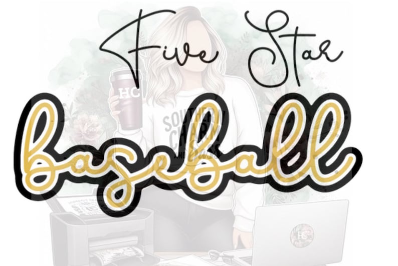 Five Star Baseball PNG File - Etsy